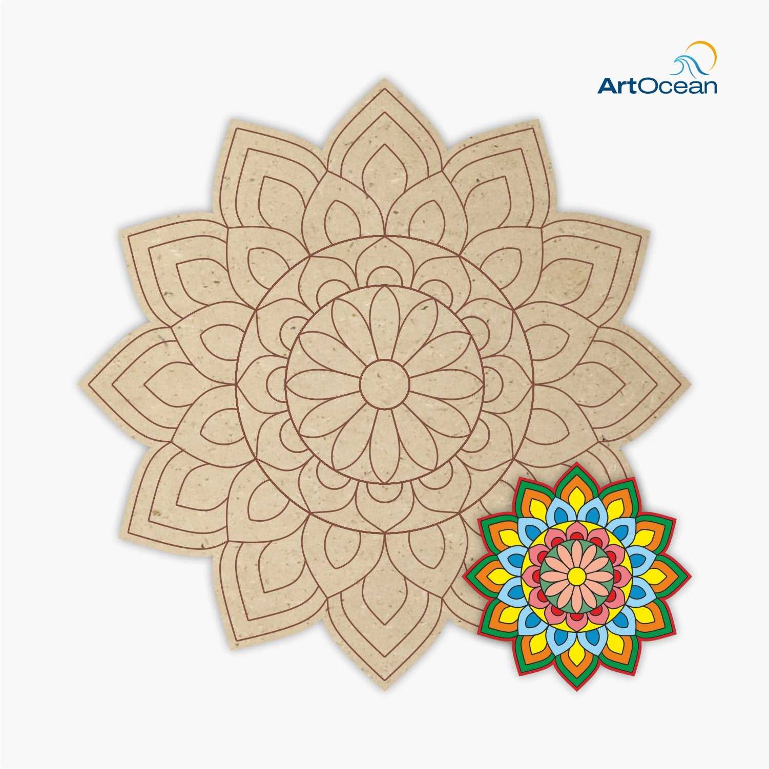 DIY Mandala Art Kit | Pre-marked MDF Mandala Painting Kits - Art Ocean